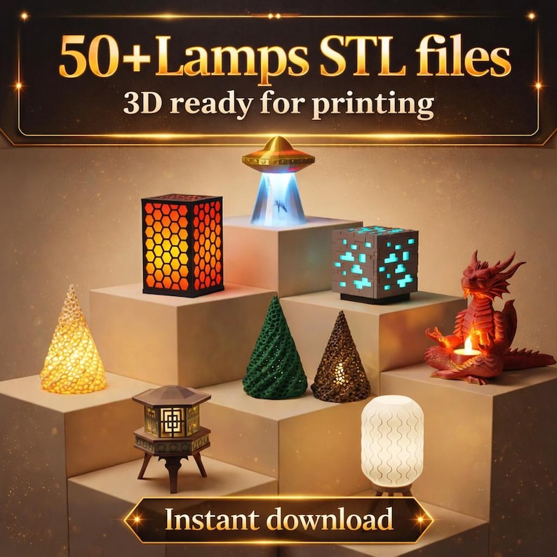 50+ Lamp STL Files Bundle | 3D Printable Lamp Shades | Modern Lighting ...
