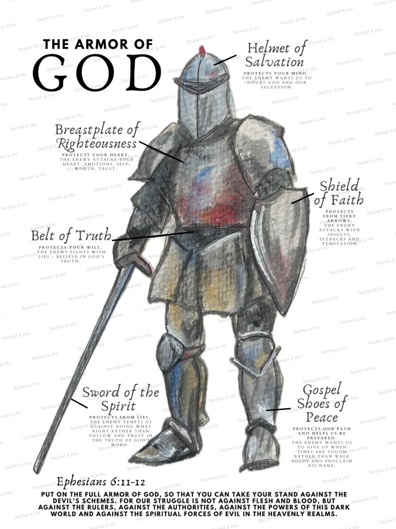 Armor of God Printable Art: Knight Bible Verse, Ephesians 6 (digital ...