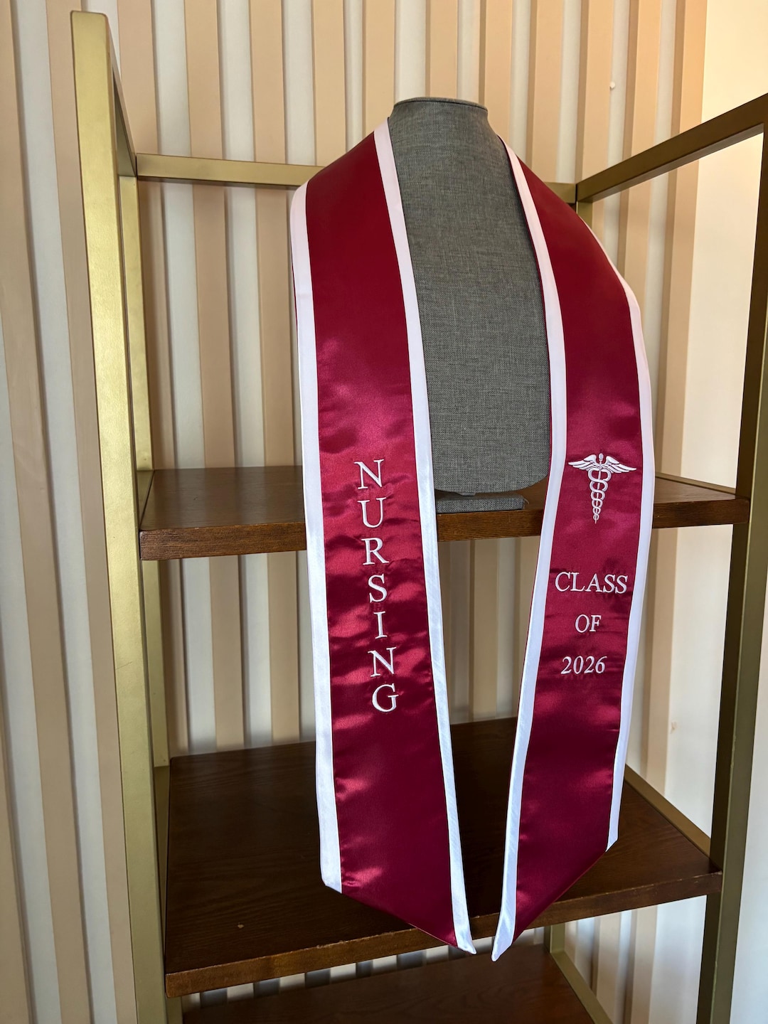 Nursing Graduation Stole Class of 2026 Maroon With White Trim - Etsy