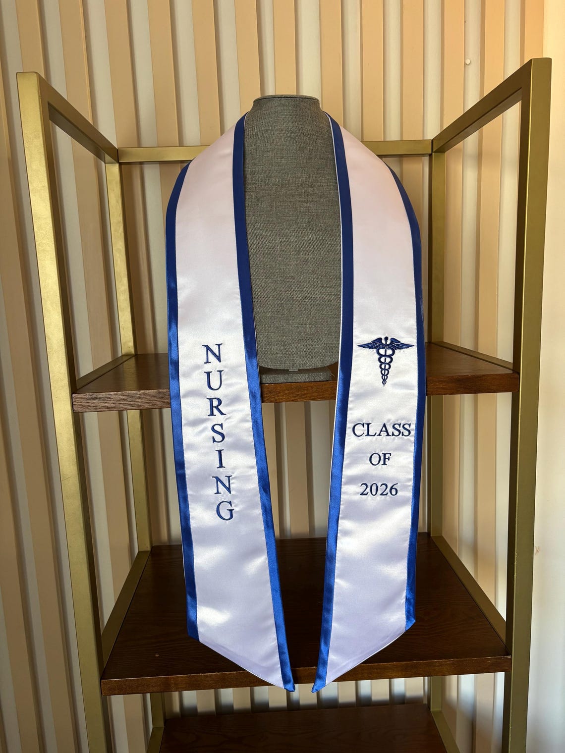 Nursing Graduation Stole Class of 2026 White With Blue Trim - Etsy