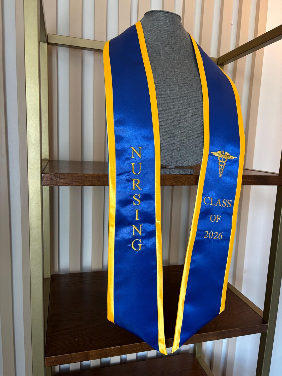 Nursing Graduation Stole Class of 2026 Blue With Gold Trim - Etsy