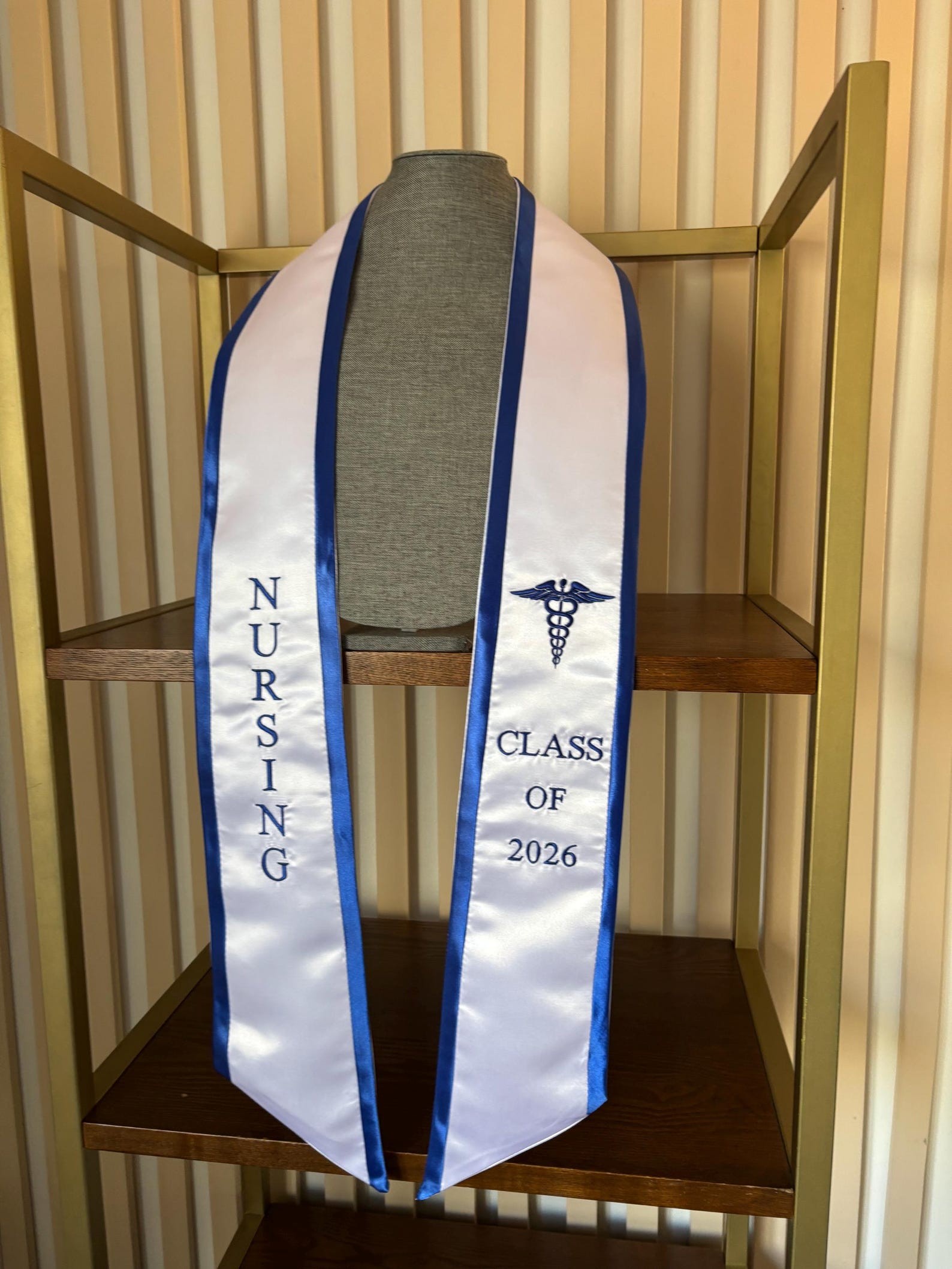 Nursing Graduation Stole Class of 2026 White With Blue Trim - Etsy