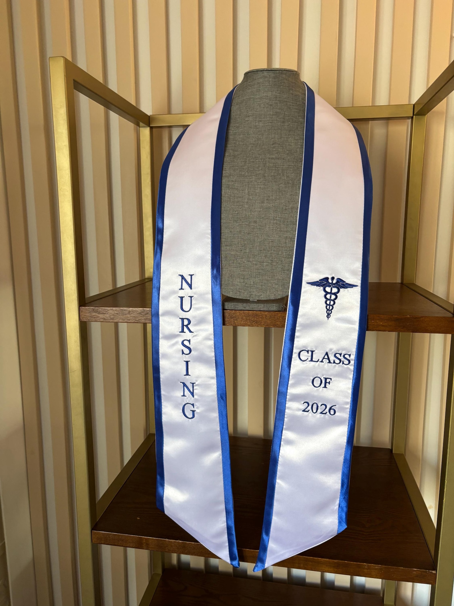 Nursing Graduation Stole Class of 2026 White With Blue Trim - Etsy