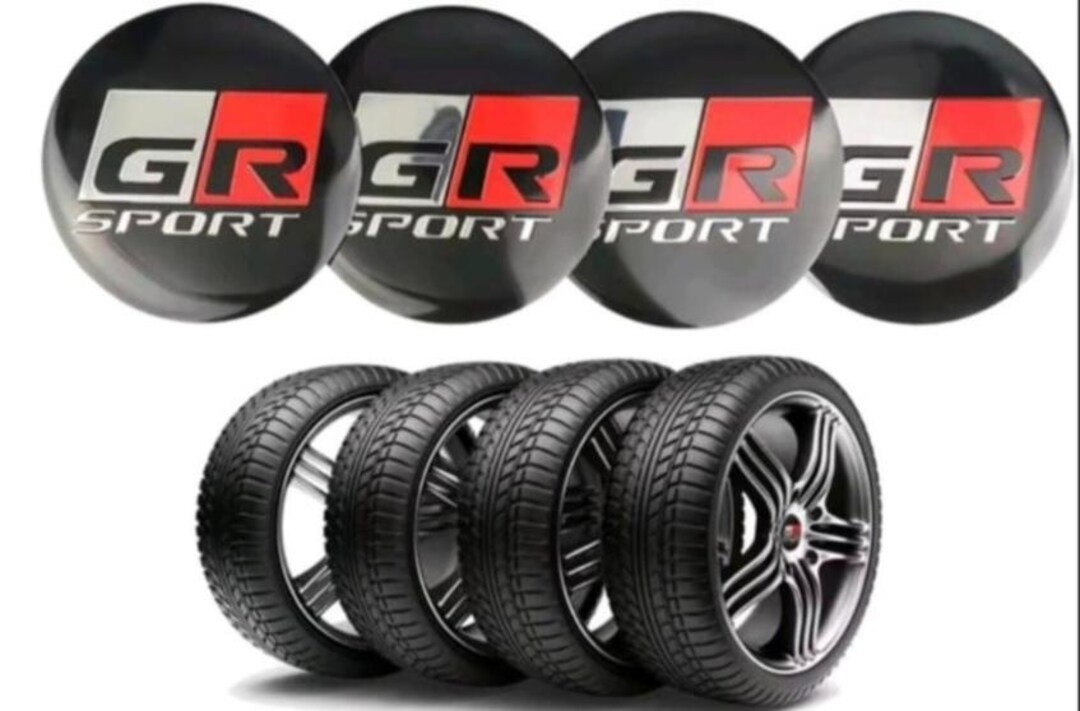 Brand New Toyota GR Gazoo Racing *4 GR Hub Cap Set Black + *4 GR Dust ...