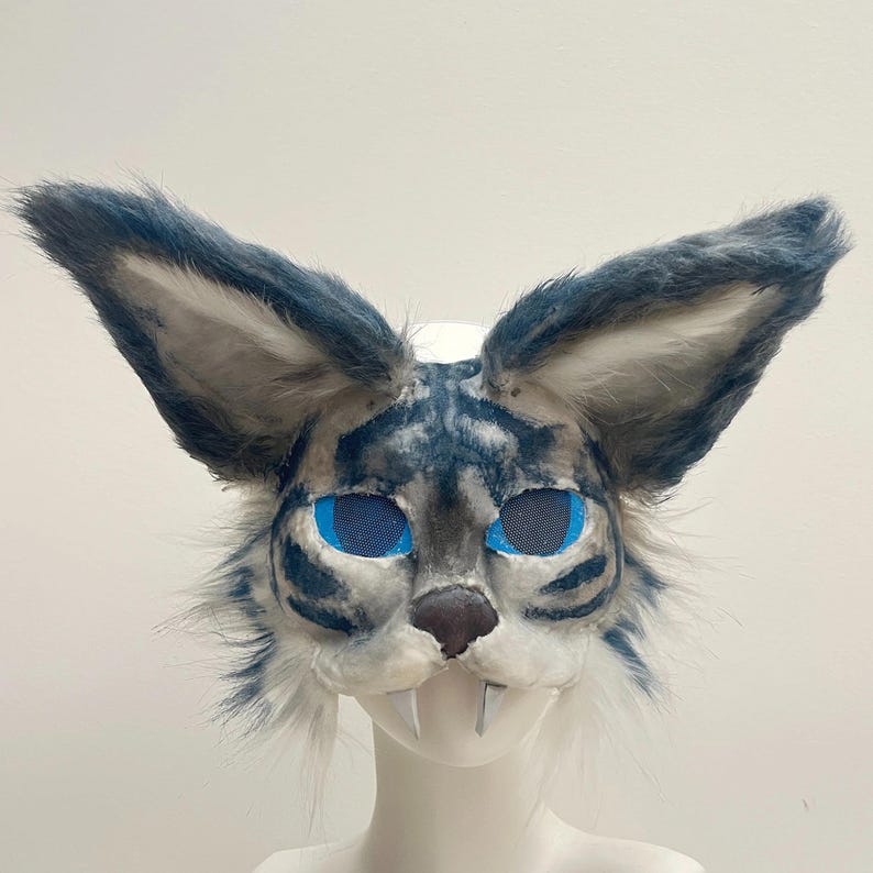 Premade Cat Therian Mask, Blue Cat, Cosplay Accessory, Universal Size ...