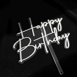 Happy Birthday Cake Topper in Acetate and Glitter - Matte Gold or ...