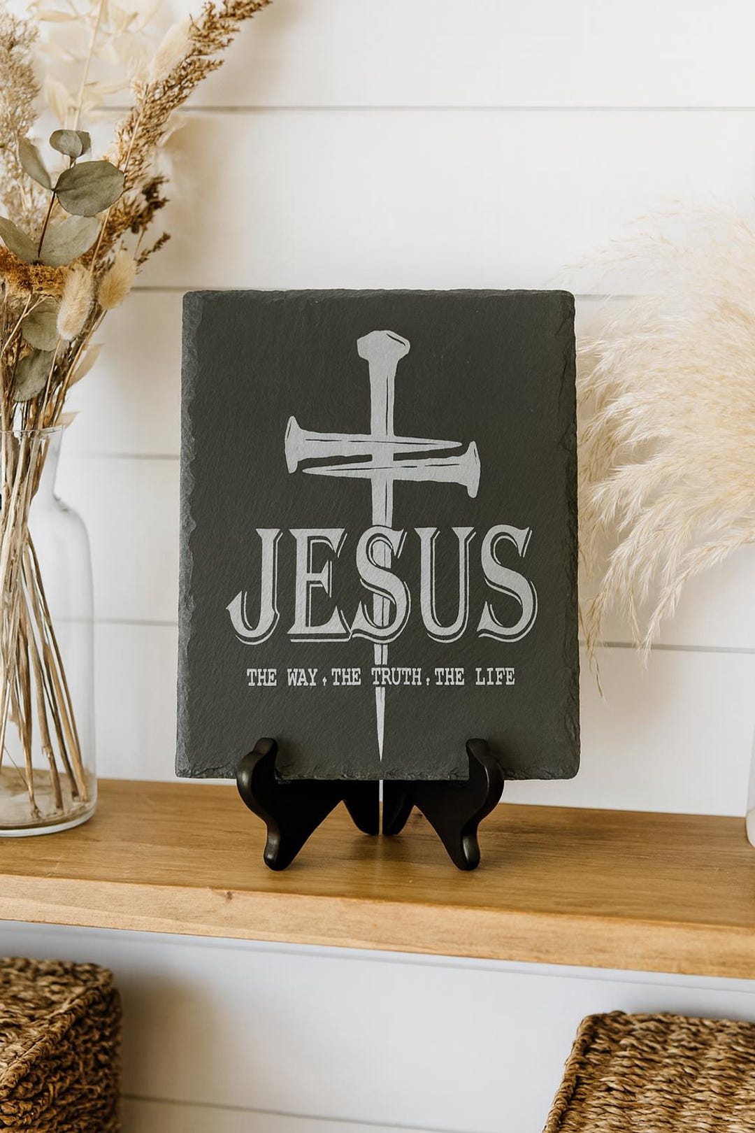Laser Engraved Slate Sign | Christian Home Decor | Farmhouse Religious ...