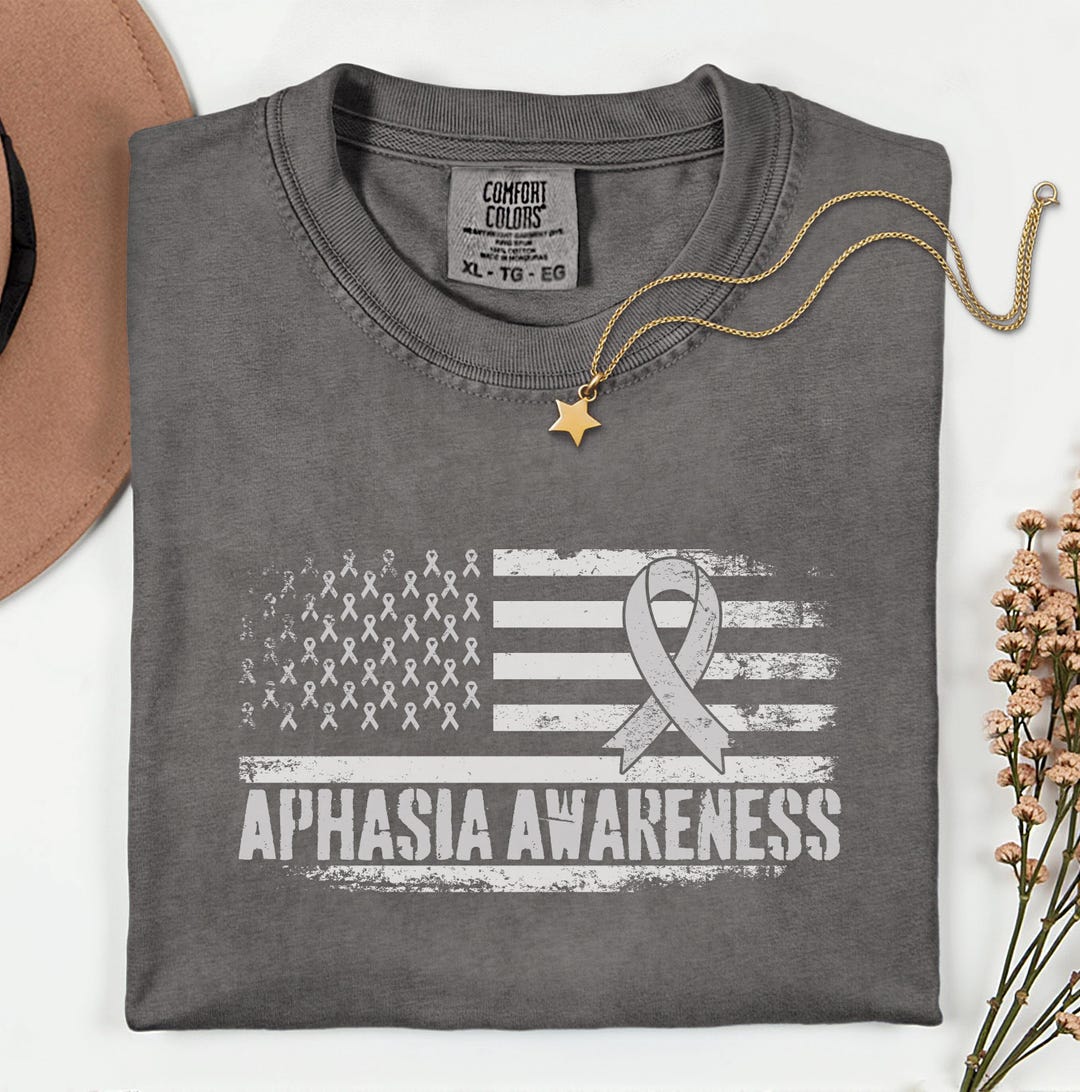 Aphasia Awareness Shirt, Aphasia Gray Ribbon, Aphasia USA Flag Shirts ...