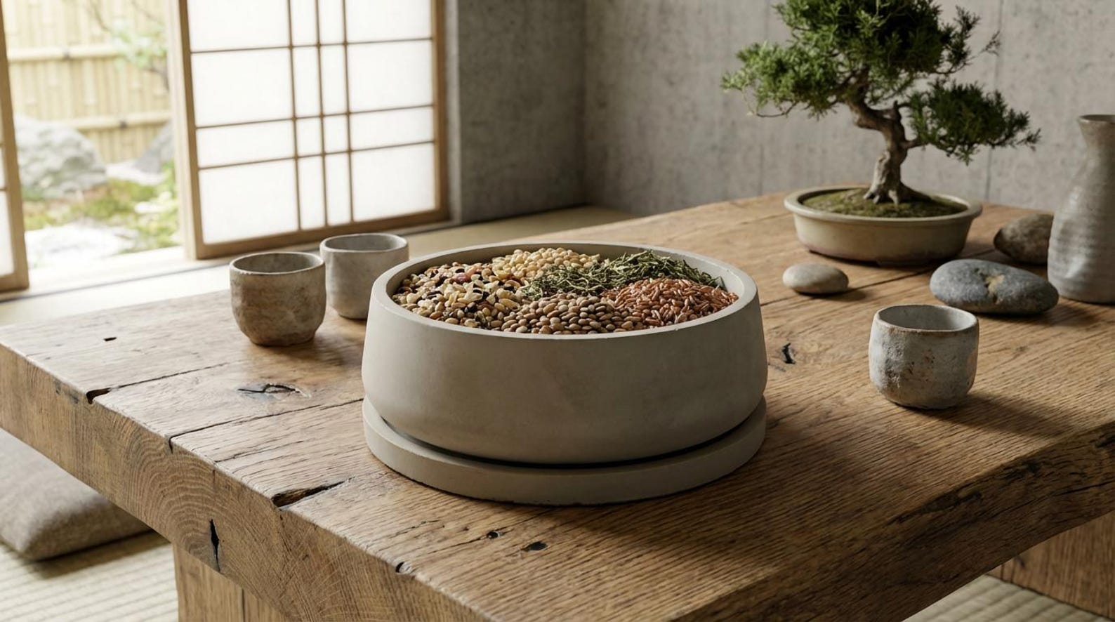 Minimalist Architectural Bowl - Japandi Decor - Zen Brutalist Vessel ...
