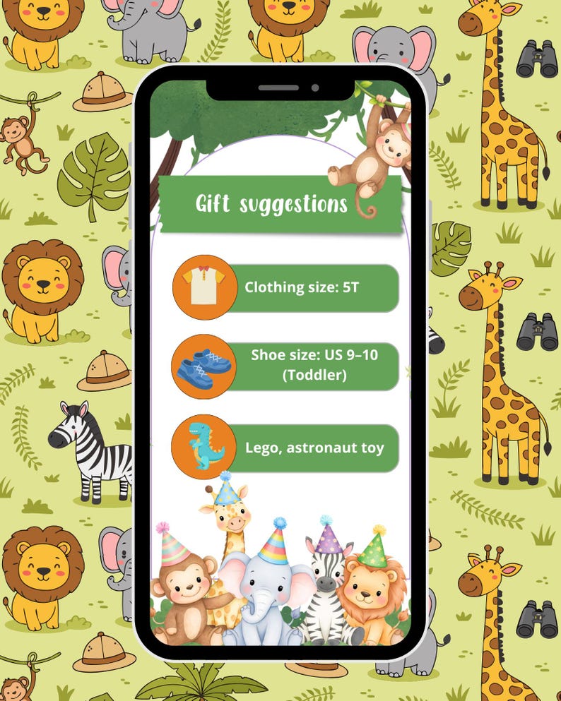 Safari Birthday Invitation Template | Editable Canva, Printable 5x7 ...