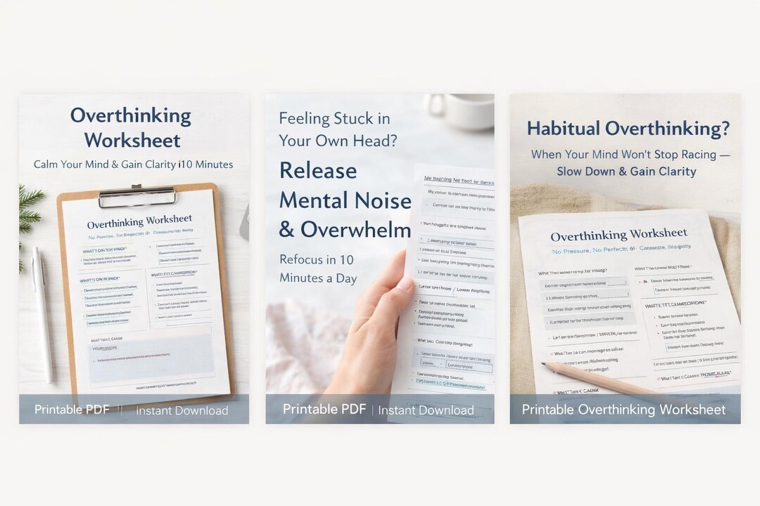 Overthinking Worksheet Printable | Calm Your Mind in 10 Minutes ...