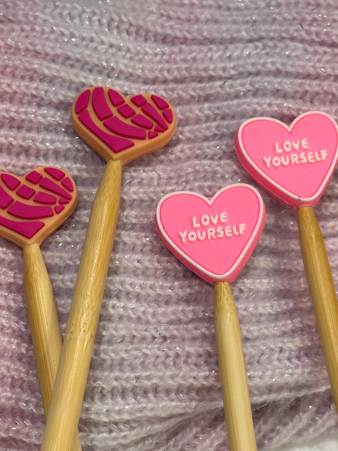 Pink Heart Love Concha Needle Stopper, Cap, Round Tip Protector Pink ...