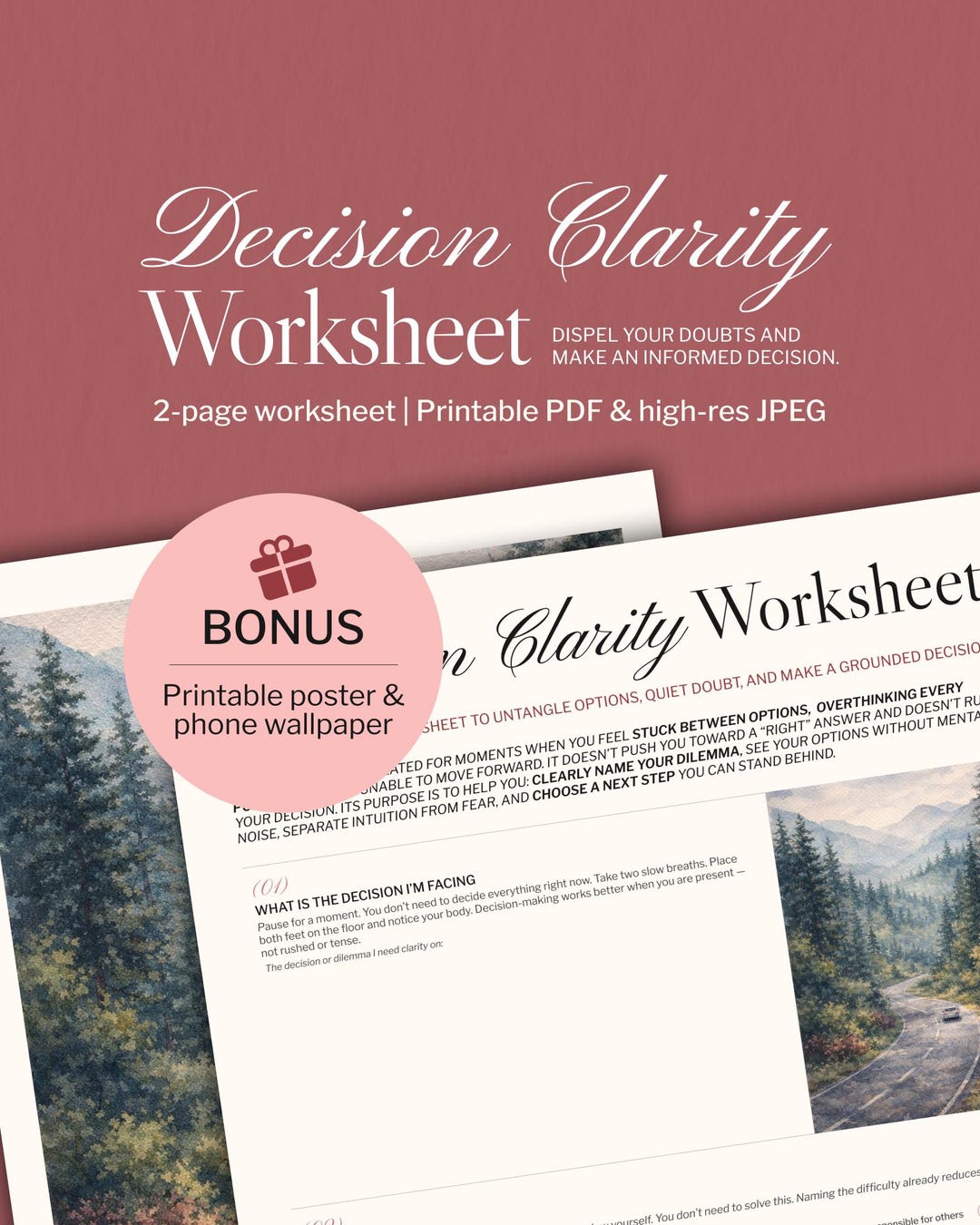 Decision Clarity Worksheet | Printable Tool to Choose, Decide & Move ...