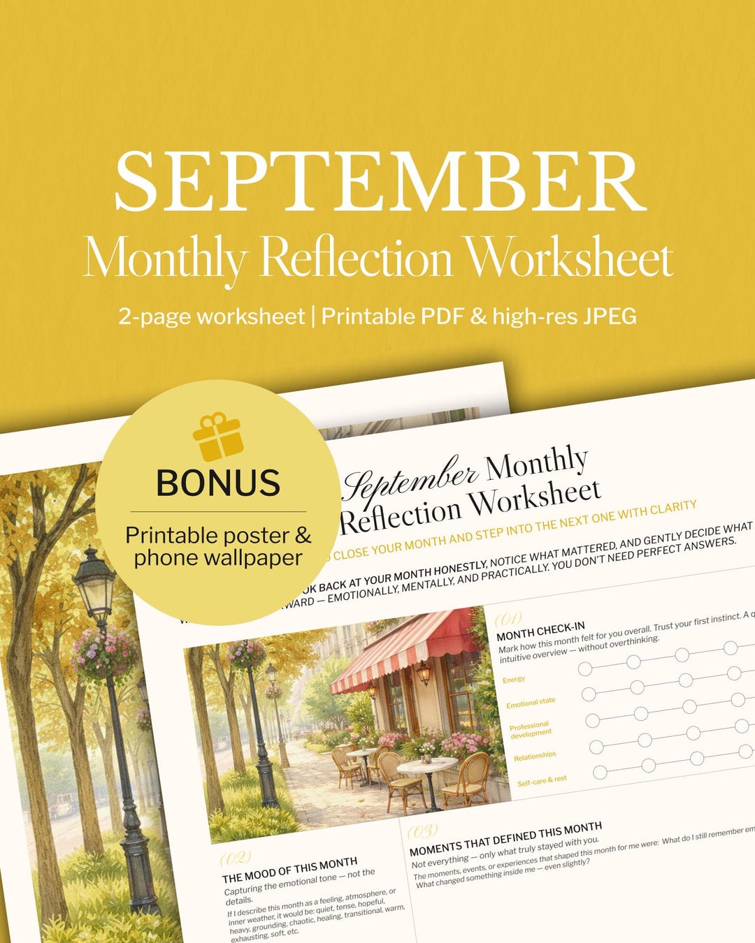 September Monthly Reflection Worksheet | Month Check-in & Reset PDF ...