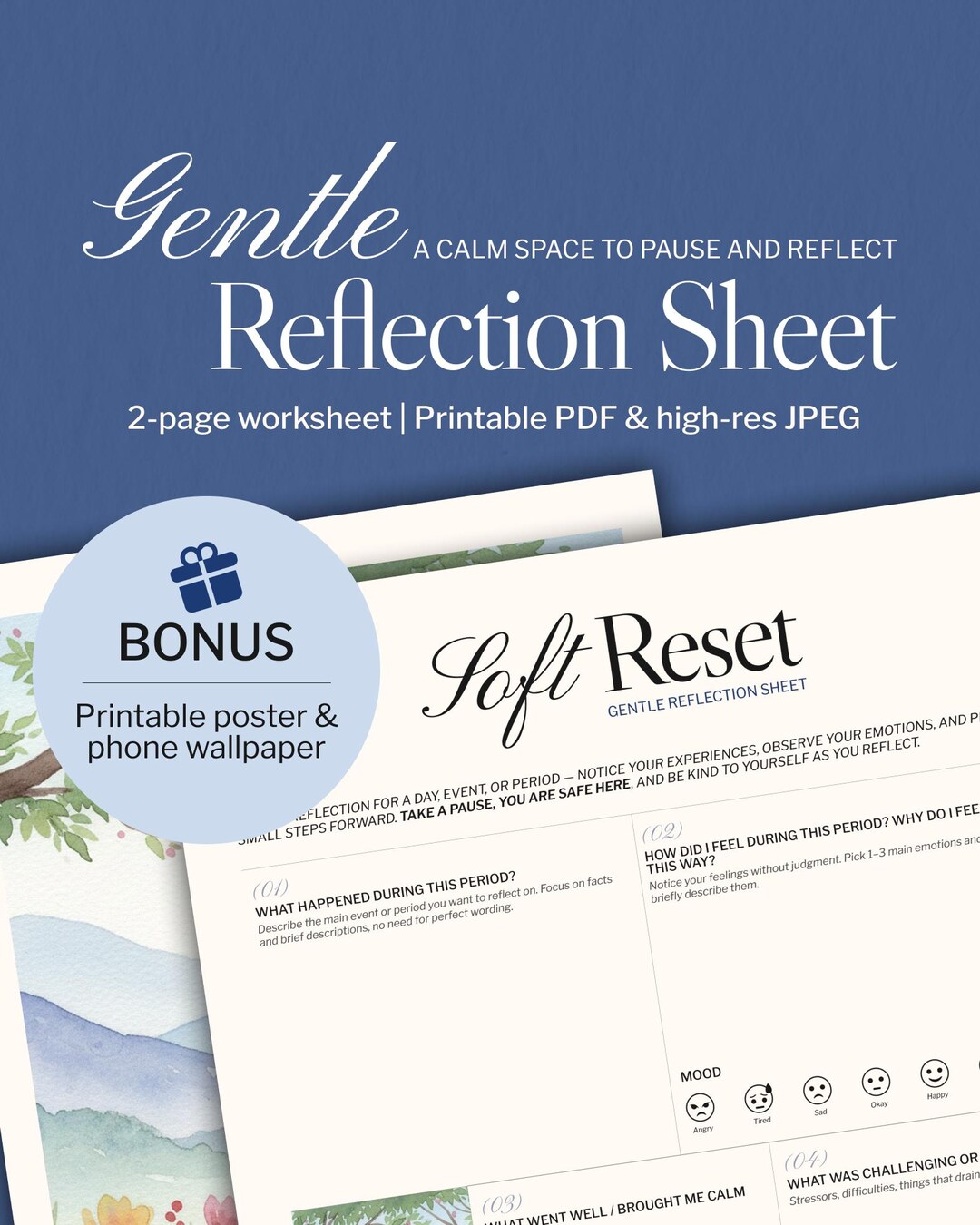 Gentle Reflection Sheet | Soft Emotional Reset Worksheet | Printable ...