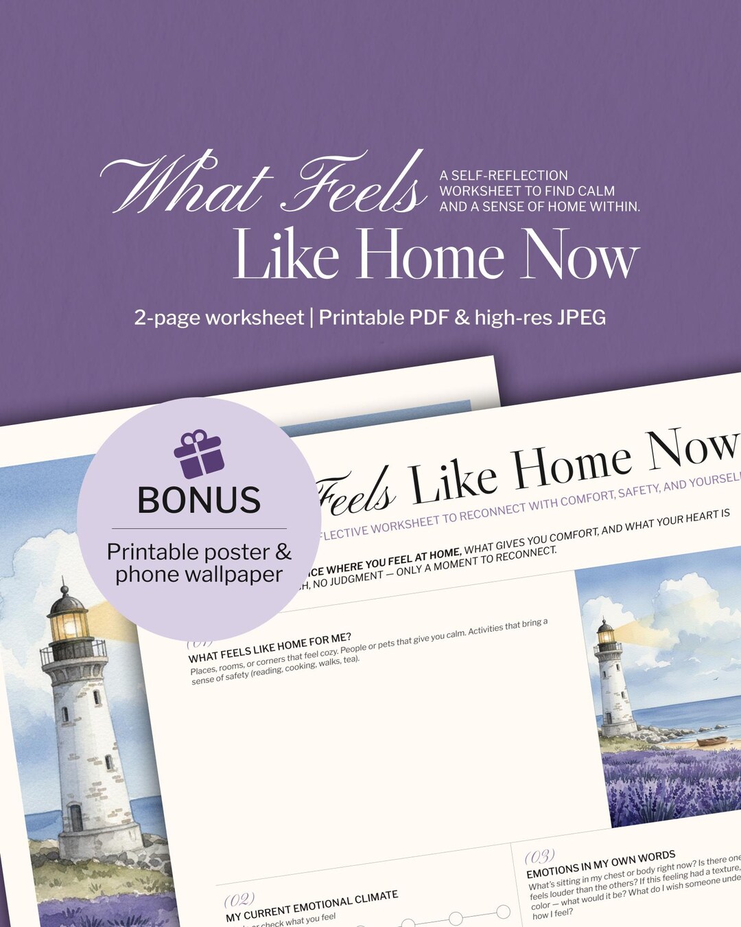 Inner Safety Reflection Worksheet | “what Feels Like Home Now ...