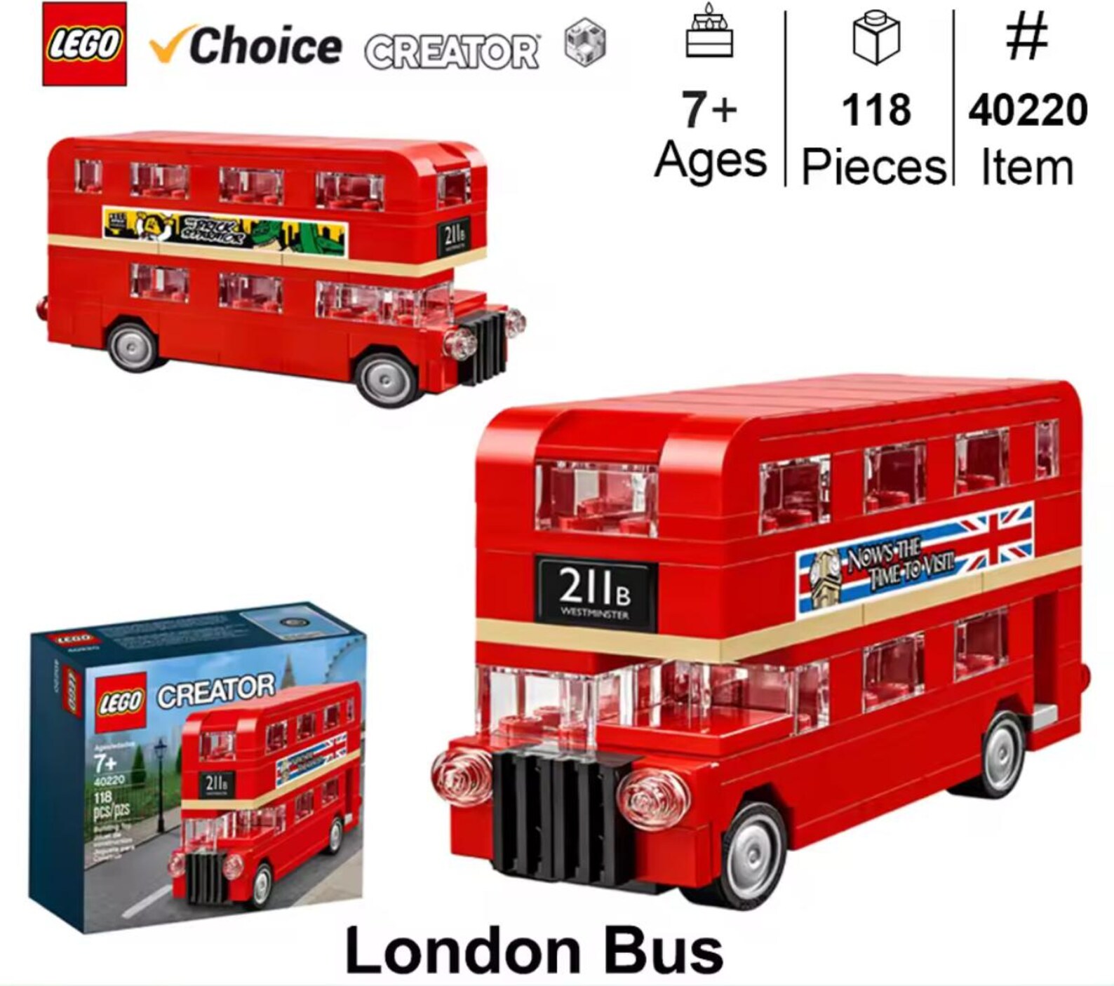 LEGO London Bus Creator 40220 | Iconic Red Double-decker | Collectible ...