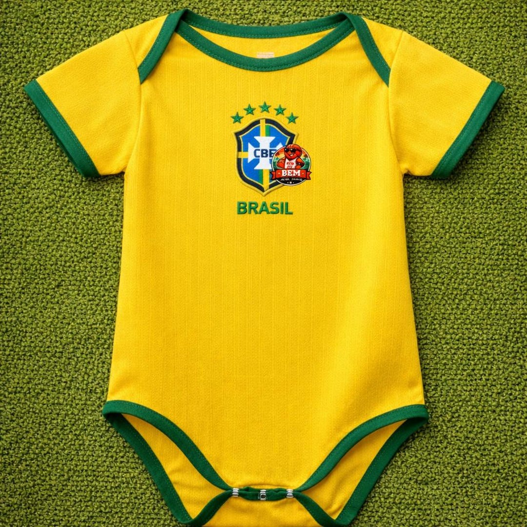 Brazil Baby Bodysuit | Infant Soccer Romper | Brazil Yellow Jersey for ...