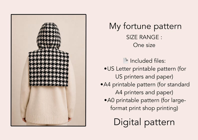 Hooded Capelet Sewing Pattern, Modern Minimalist Design (digital ...