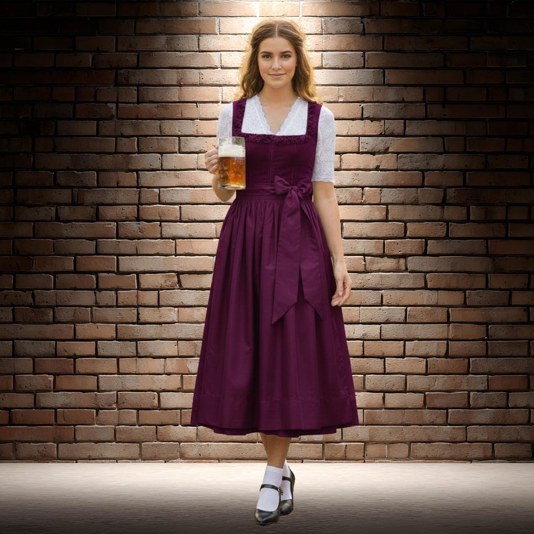 Purple Velvet Dirndl Dress for Women, Luxury Samt Dirndl With Apron, - Etsy