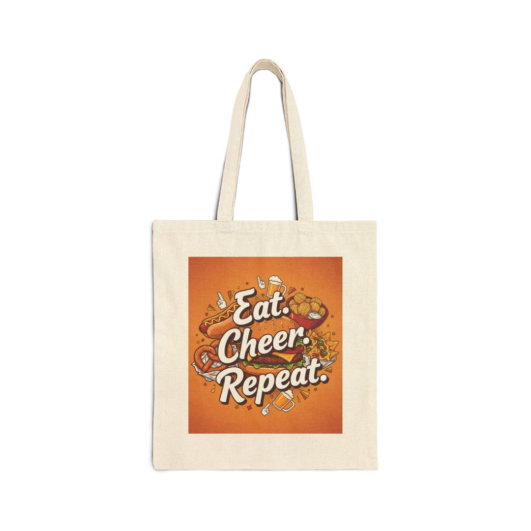Eat Cheer Repeat Tote | Game Day Snacks, Big Game Tailgate Bag - Etsy
