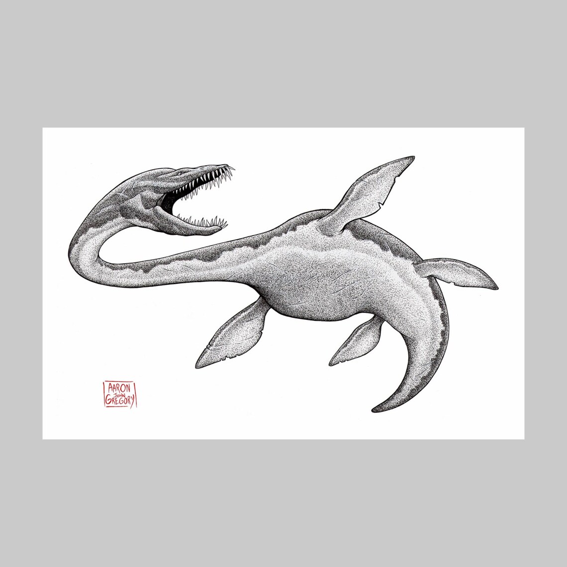 Art Print: Elasmosaur – 11″ X 17″ Color Print on White Heavyweight Card ...