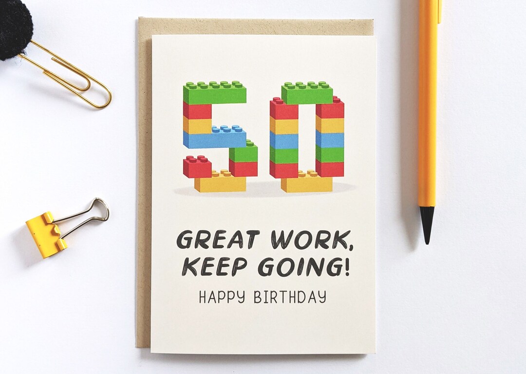 50th Lego Birthday Card Milestone for Him Husband Boyfriend Son Brother ...