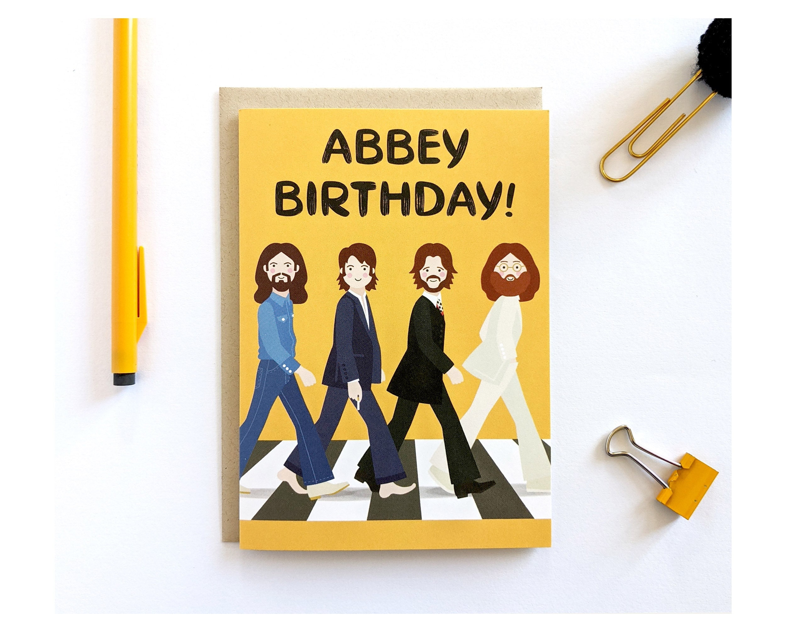 The Beatles Birthday Card - Abbey Road - John Lennon - Paul Mccartney ...