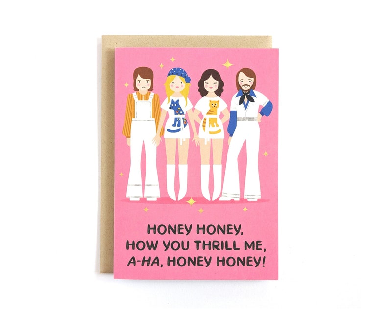 Honey Honey Anniversary Card Valentine's Card Mamma Mia Agnetha Frida ...