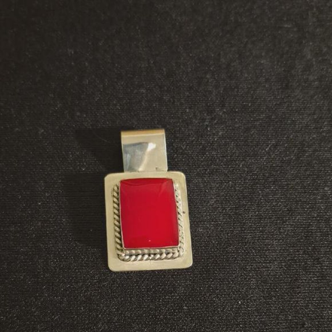 HAN Mexico 925 Red Coral Pendant - Etsy
