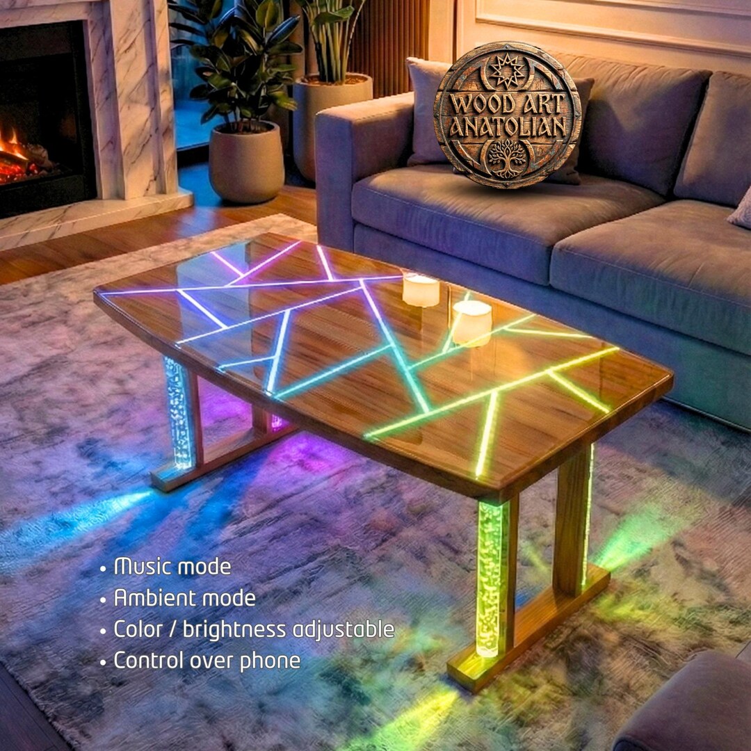 Modern Coffee Table | Epoxy Rustic Wood Sofa Tables, Boho Coffee Table ...