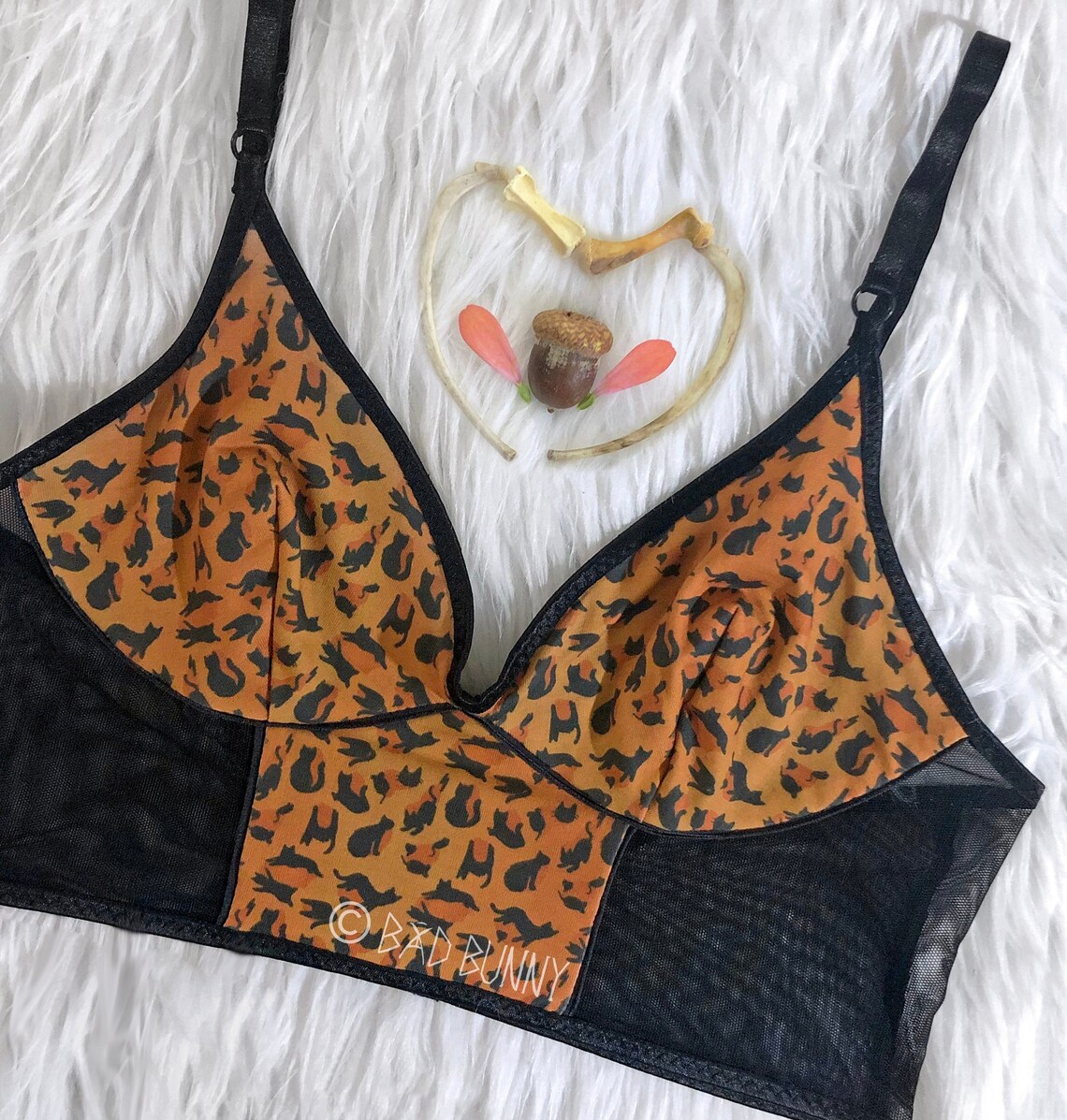 Cat Shape Spots Leopard BRA ORANGE TIGER Handmade Punk - Etsy