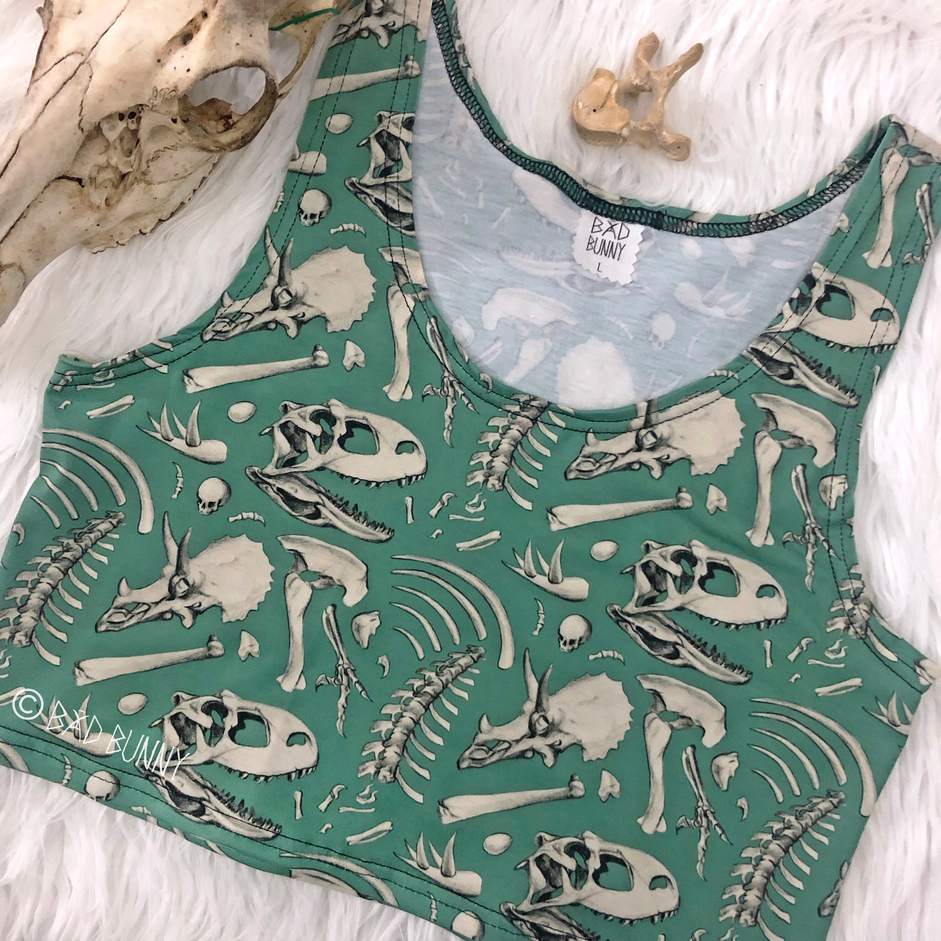 Sage Dino Bones Crop Top | Etsy