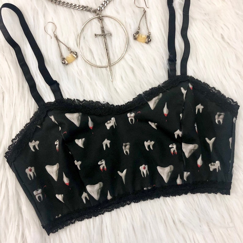 Teeth and lace Bralette BLACK | Etsy