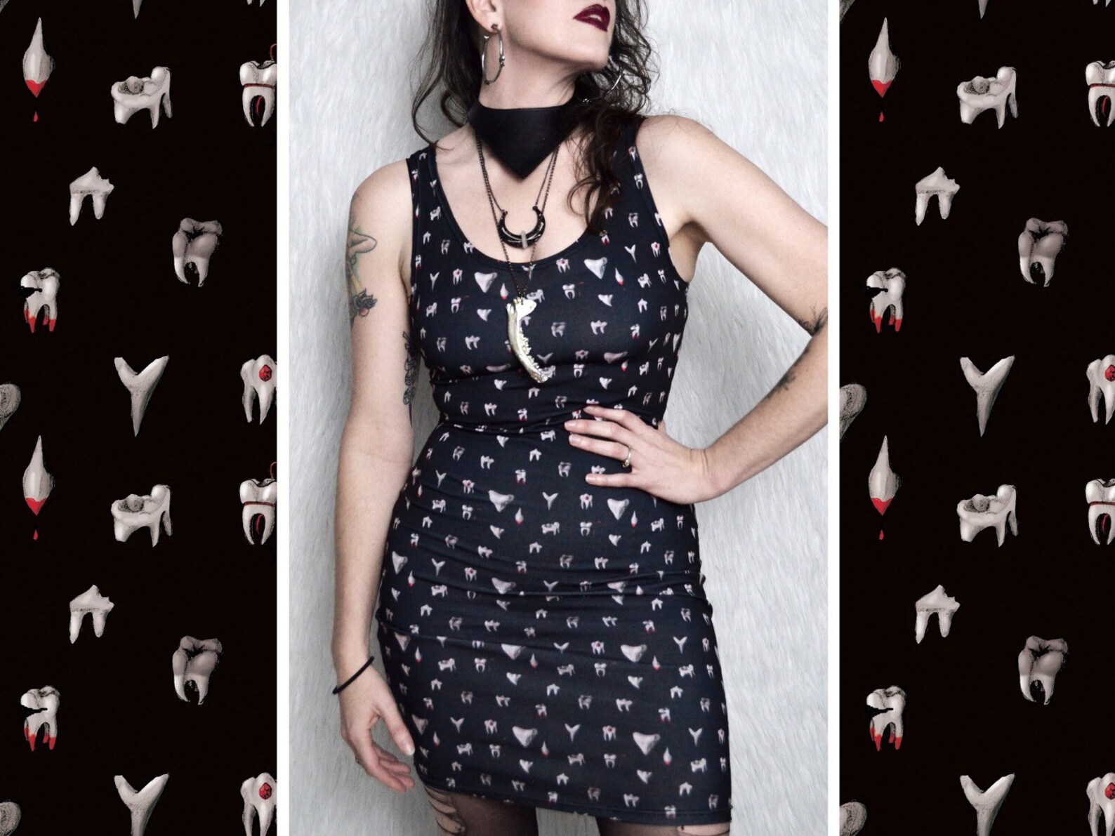 Teeth Bodycon Dress - Black - Creepy Cute - Etsy