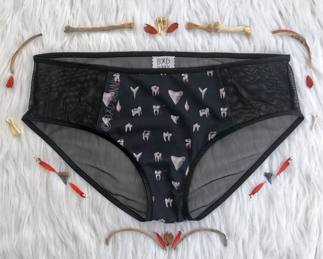 Black TEETH Sheer Panel Undies - Etsy
