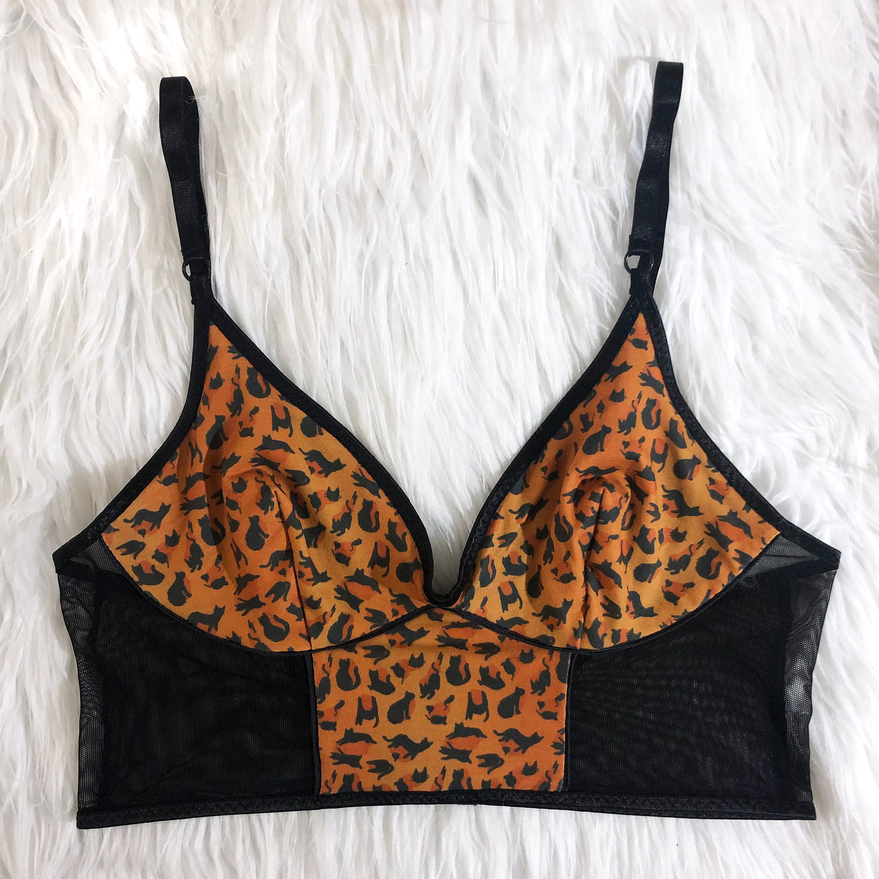 Cat shape spots leopard BRA ORANGE TIGER handmade punk | Etsy