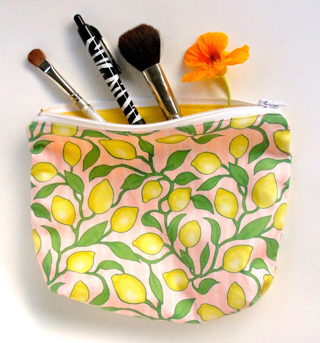 Pink Lemonade Zippered Pouch - Cosmetic Bag - Pencil Case - Etsy
