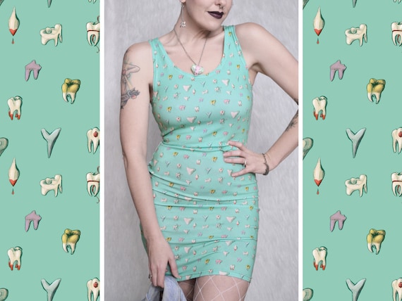 Teeth Bodycon Dress Spearmint Creepy Cute | Etsy