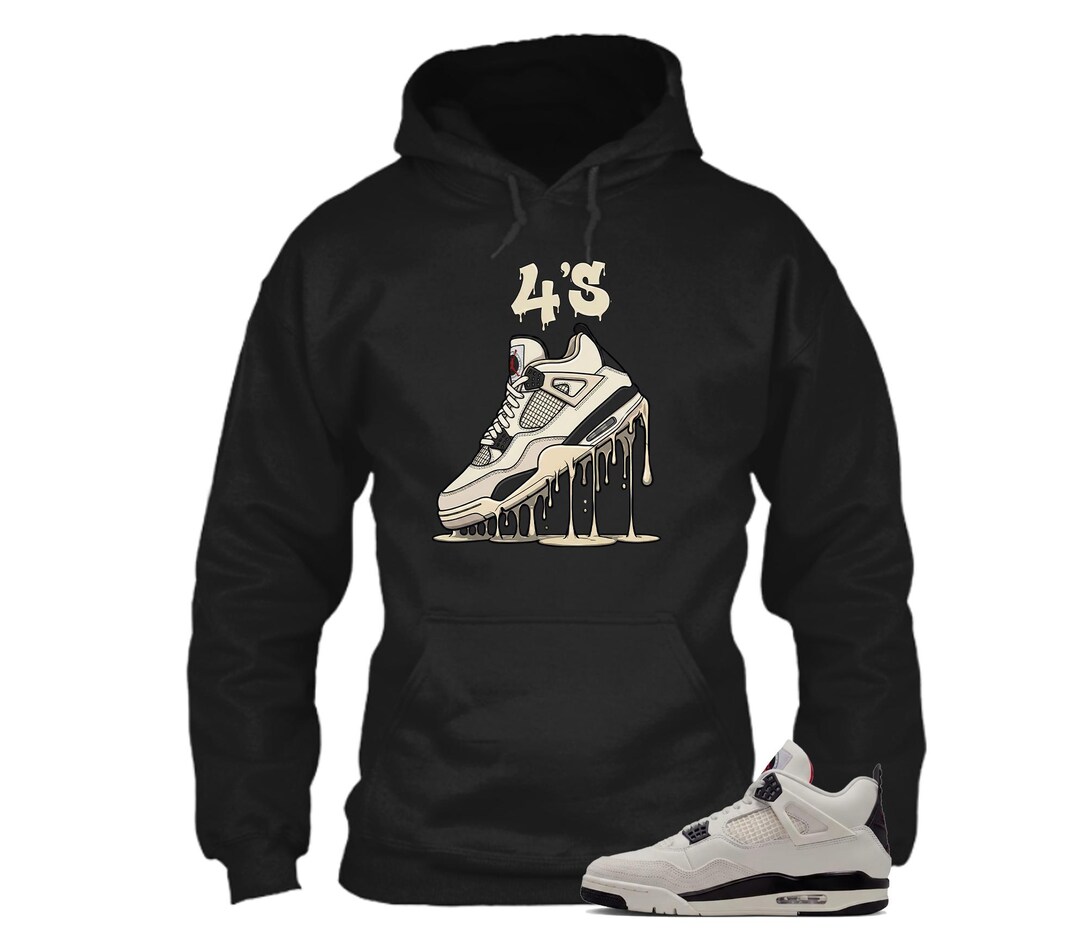 Dripping Shoe Jordan 4 Flight Club Matching Hoodie Black, Jordan 4 ...