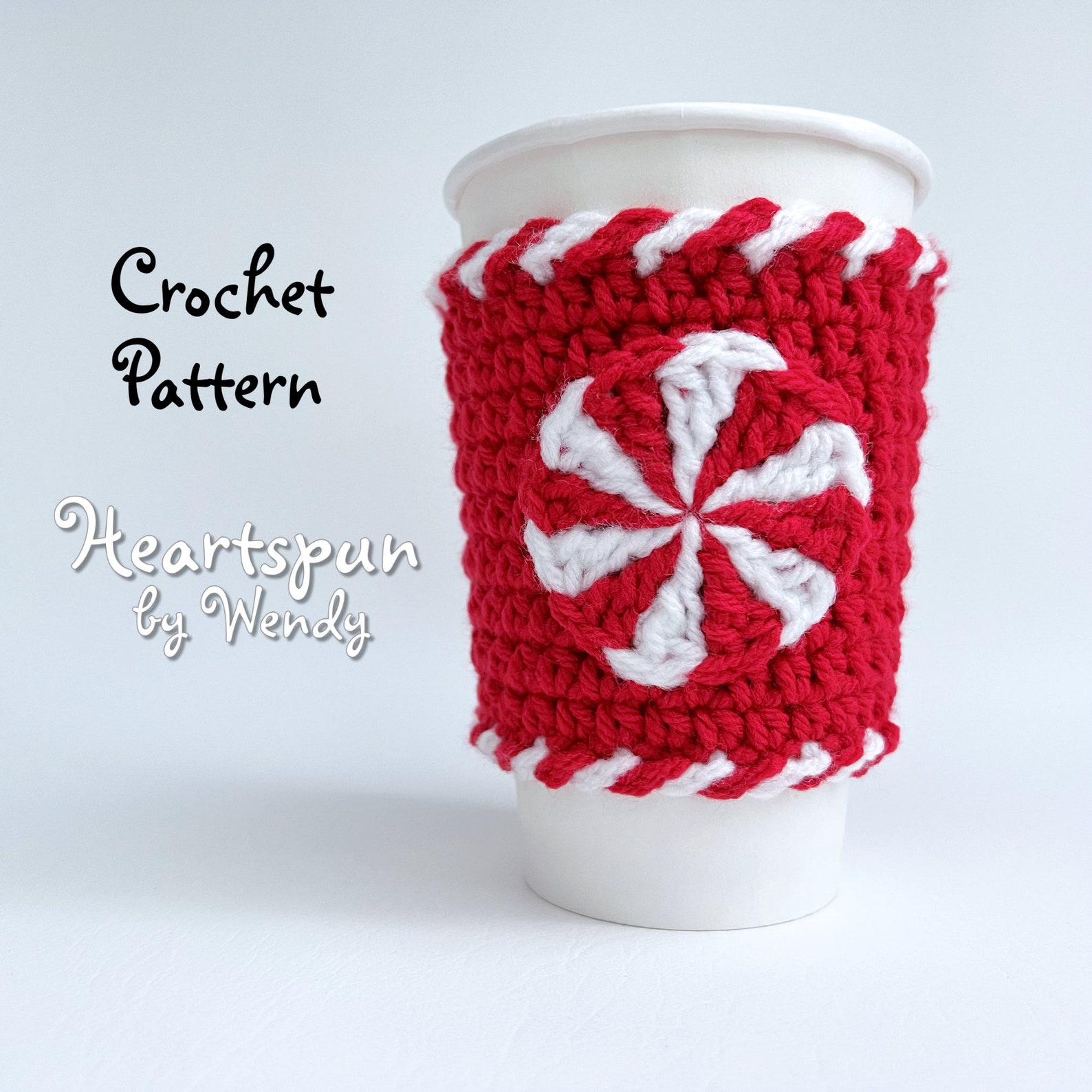 CROCHET PATTERN to Make a Peppermint Candy Cup Cozy With Candy Cane ...