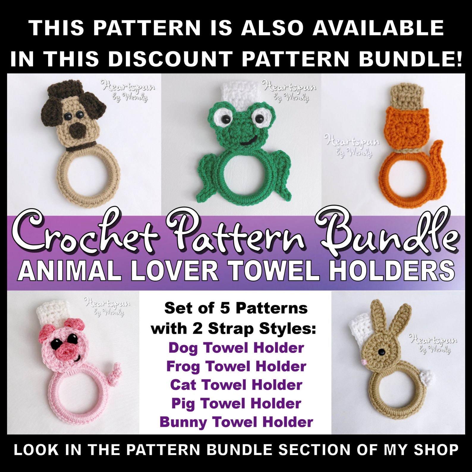 CROCHET PATTERN to Make a Puppy Dog Towel Ring With Fold Over Strap or ...