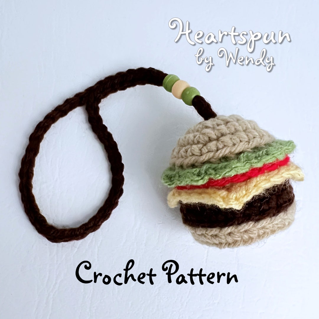 CROCHET PATTERN to Make a Mini Cheeseburger Toy, Car Mirror Hanger ...