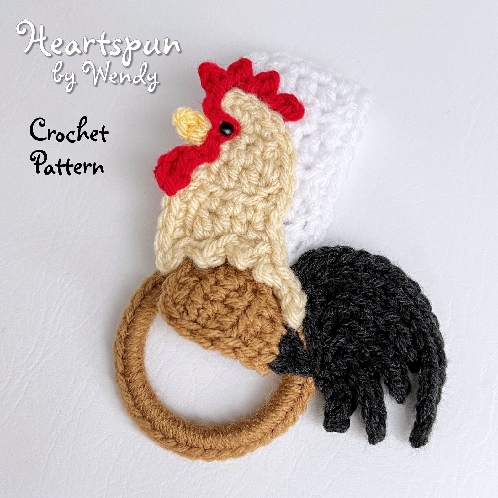 CROCHET PATTERN to Make a Rooster Kitchen or Bath Towel Holder Ring ...