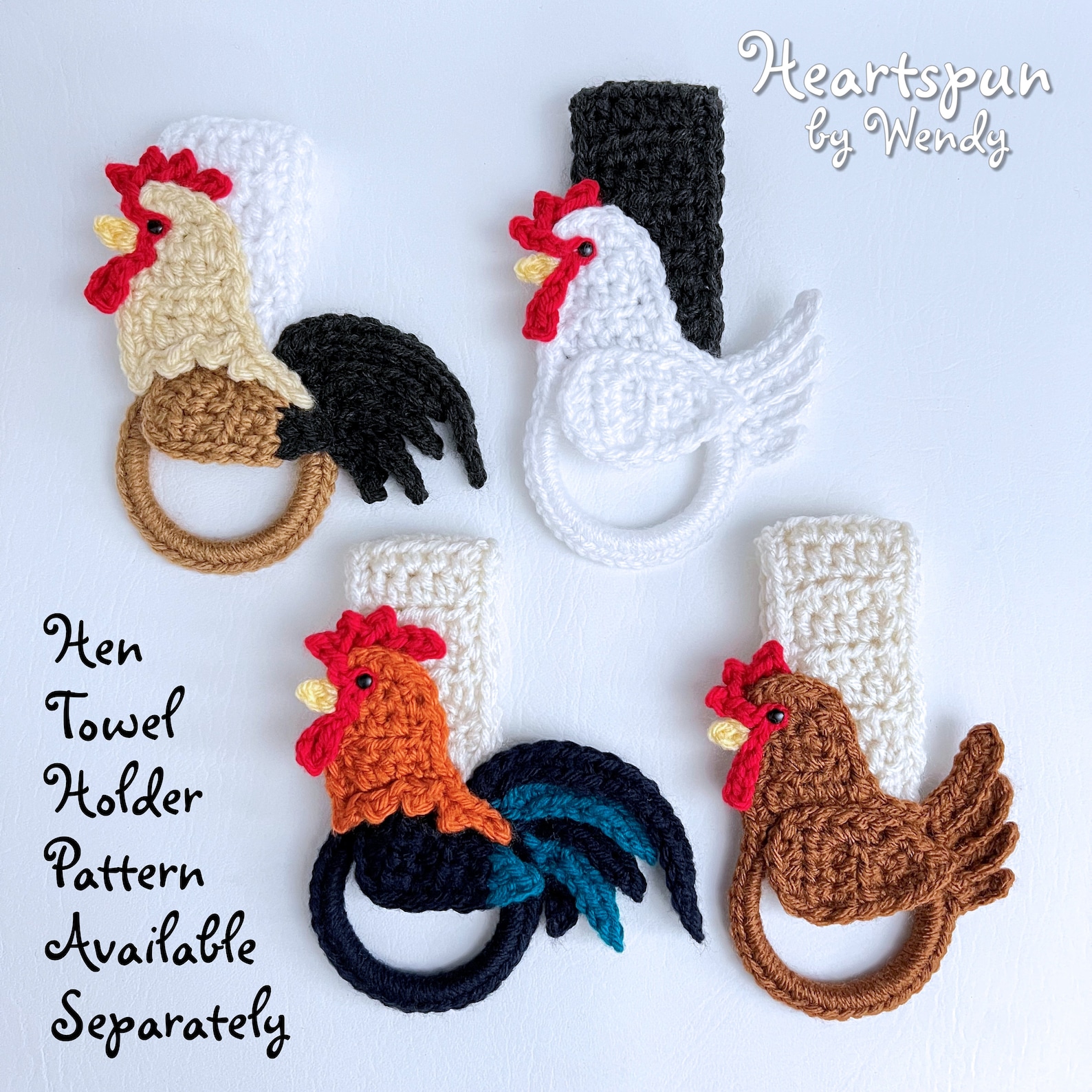 CROCHET PATTERN to Make a Rooster Kitchen or Bath Towel Holder Ring ...