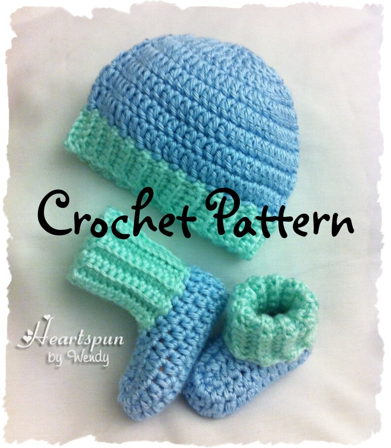CROCHET PATTERN to make a Ribbed Baby Hat and Bootie Sock Set | Etsy