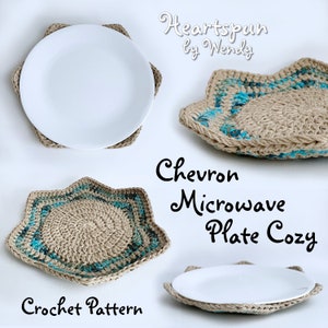 CROCHET PATTERN to Make a Striped Chevron Microwave Plate Cozy, Hot Pad ...