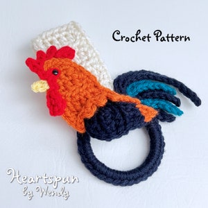 CROCHET PATTERN to Make a Rooster Kitchen or Bath Towel Holder Ring ...