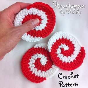 CROCHET PATTERN to Make a Christmas Peppermint Candy Pinwheel Coaster ...