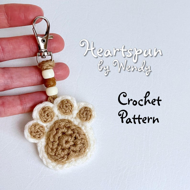 CROCHET PATTERN to Make a Mini Paw Print Keychain, Bag Clip, Hanging ...
